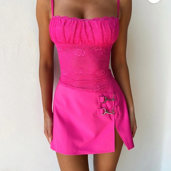 Outcast | Dresses | Outcast Hot Pink Mini Dress | Poshmark